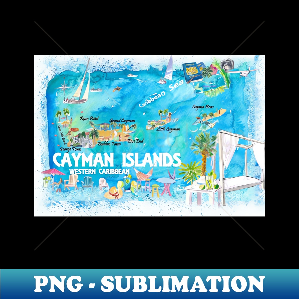 Cayman Islands Illustrated Travel Map With Roads And Highlig | Inspire ...
