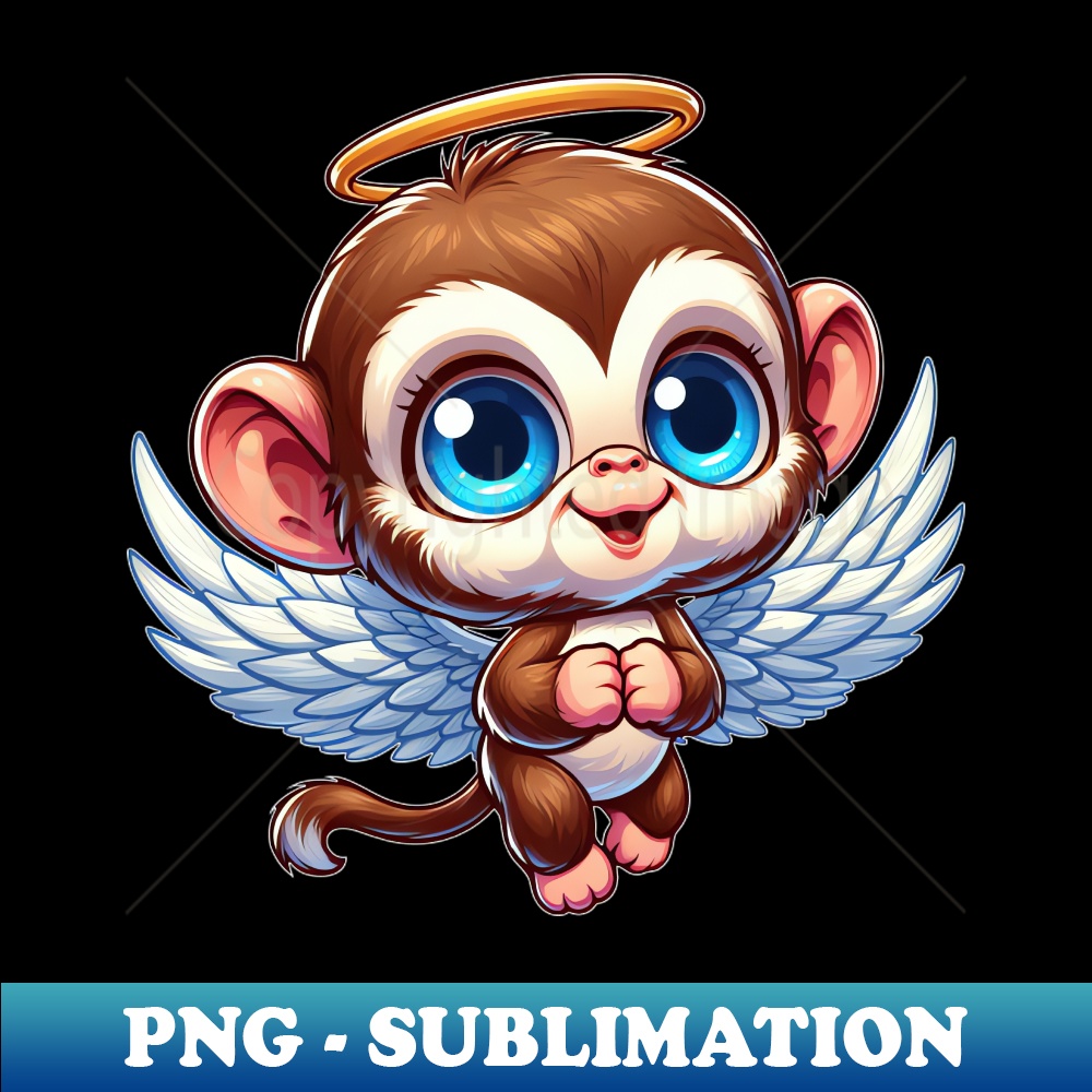 Monkey chimpanzee angel cartoon - Sublimation-Ready PNG File | Inspire ...