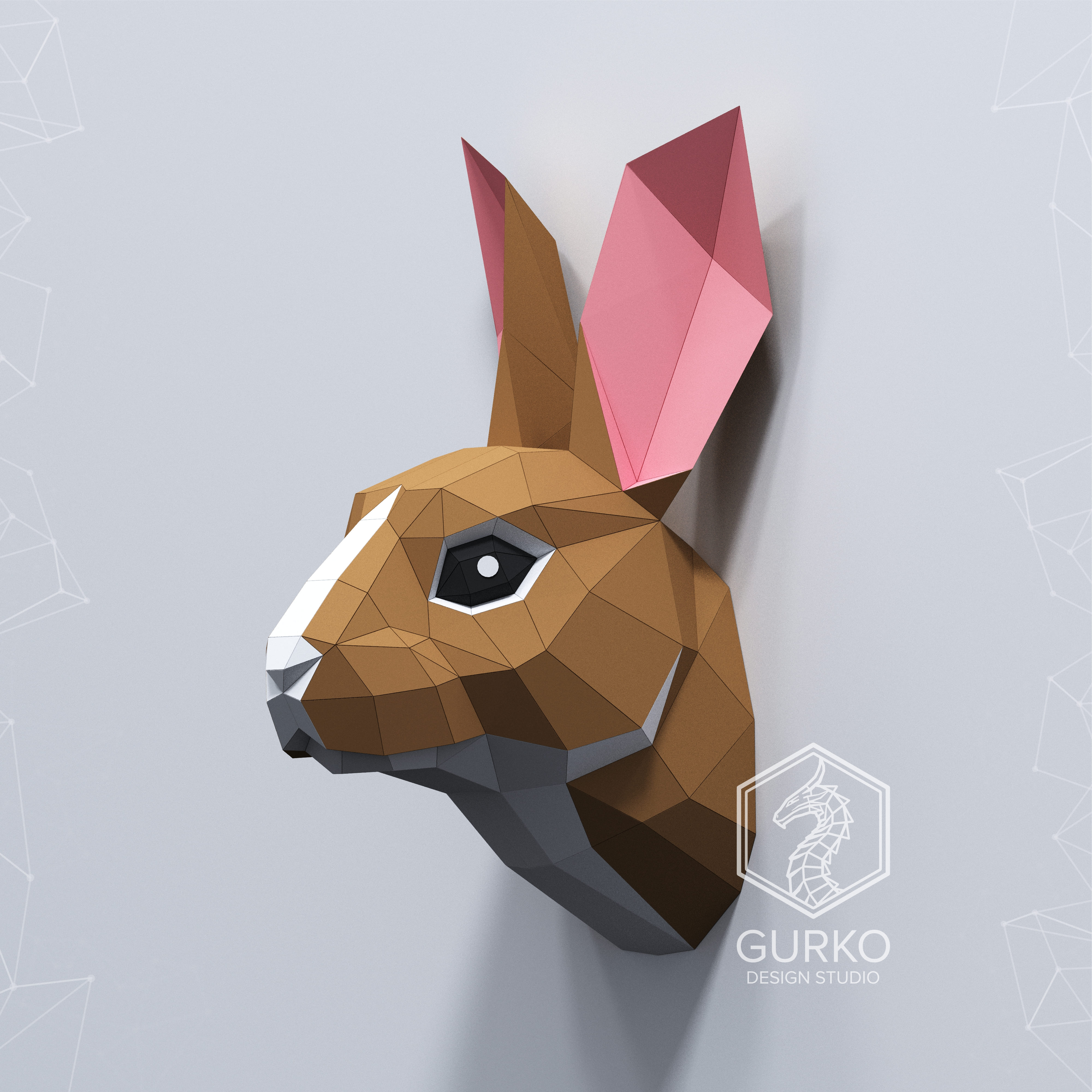Rabbit Head Papercraft, Pdf, Gurko, Pepakura, Template, 3D O | Inspire ...