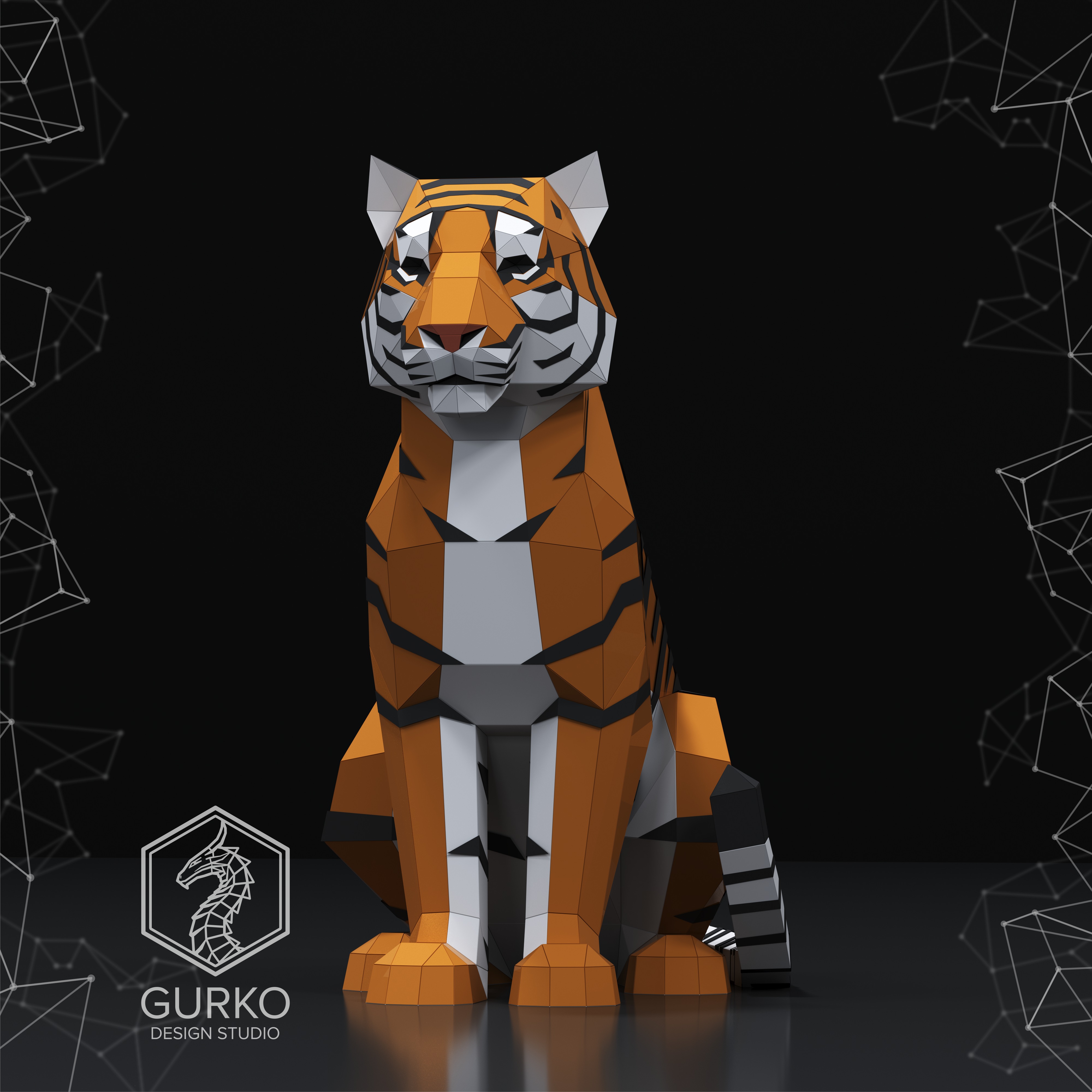 Straight Sitting Tiger Papercraft, Pdf, Gurko, Pepakura, Tem | Inspire ...