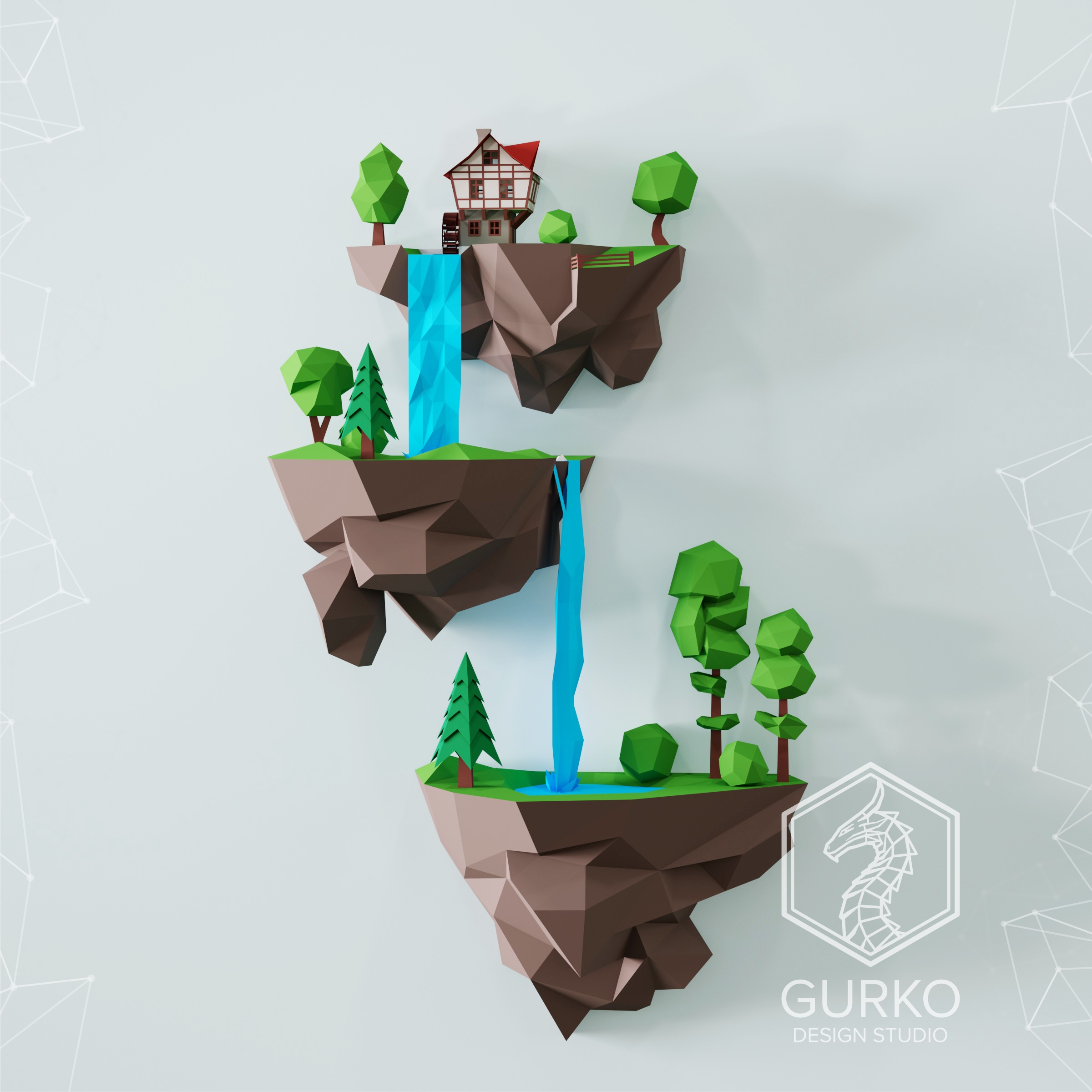 Papercraft Flying Island. Waterfall, Pdf, Gurko, Pepakura, T - Inspire ...