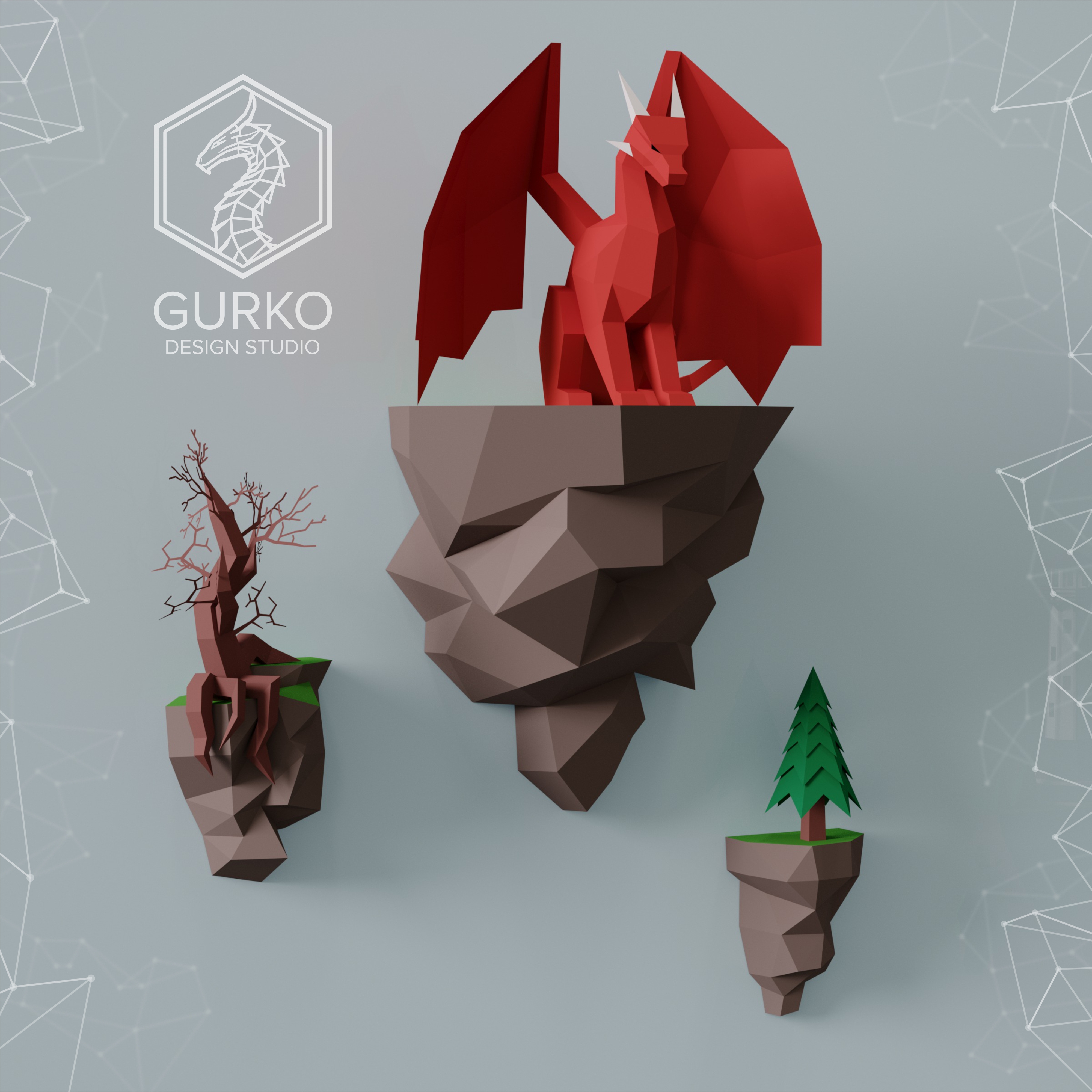 Papercraft Flying Island. Seated Dragon, Pdf, Gurko, Pepakur - Inspire ...