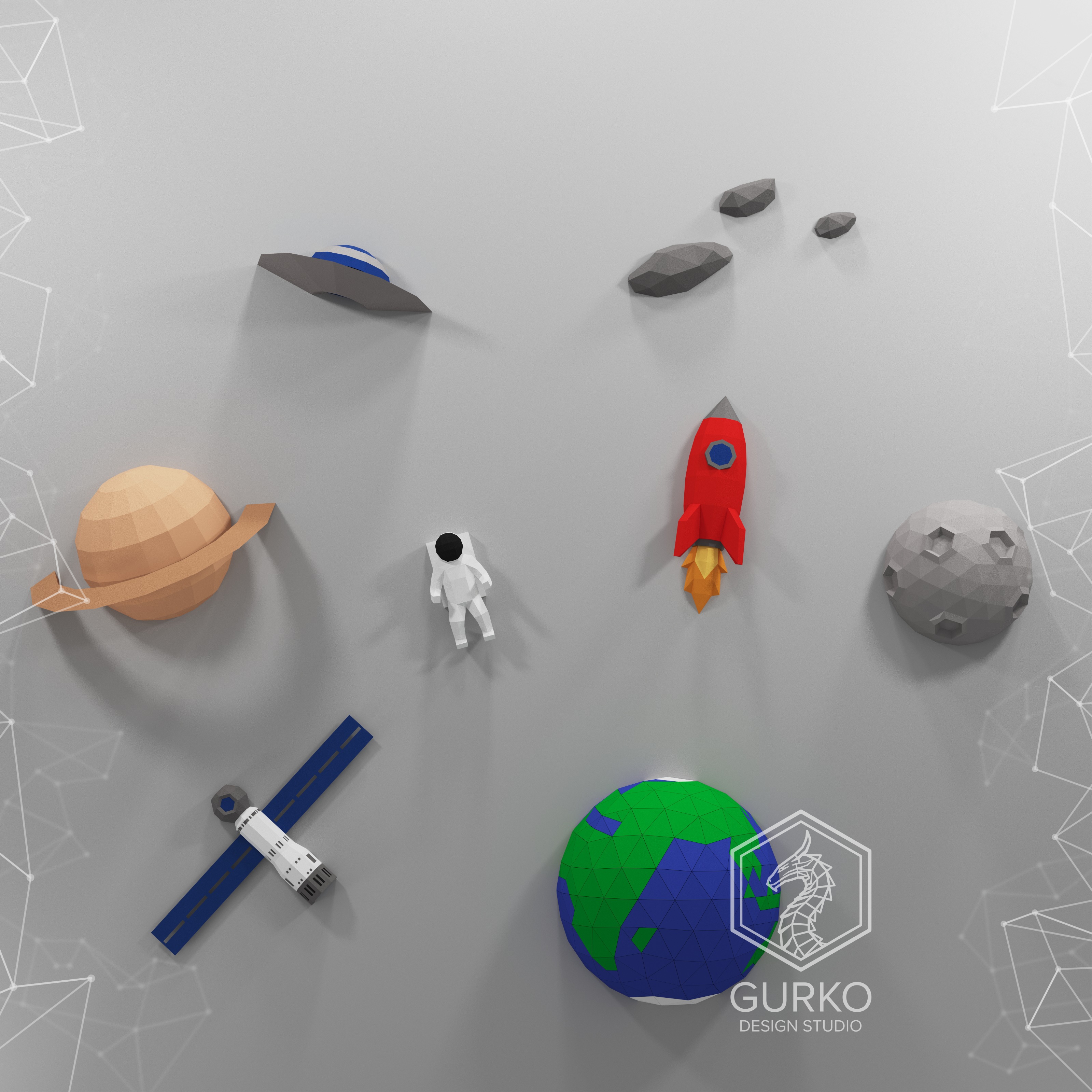 Space Papercraft, Pdf, Gurko, Pepakura, Template, 3D Origami | Inspire ...