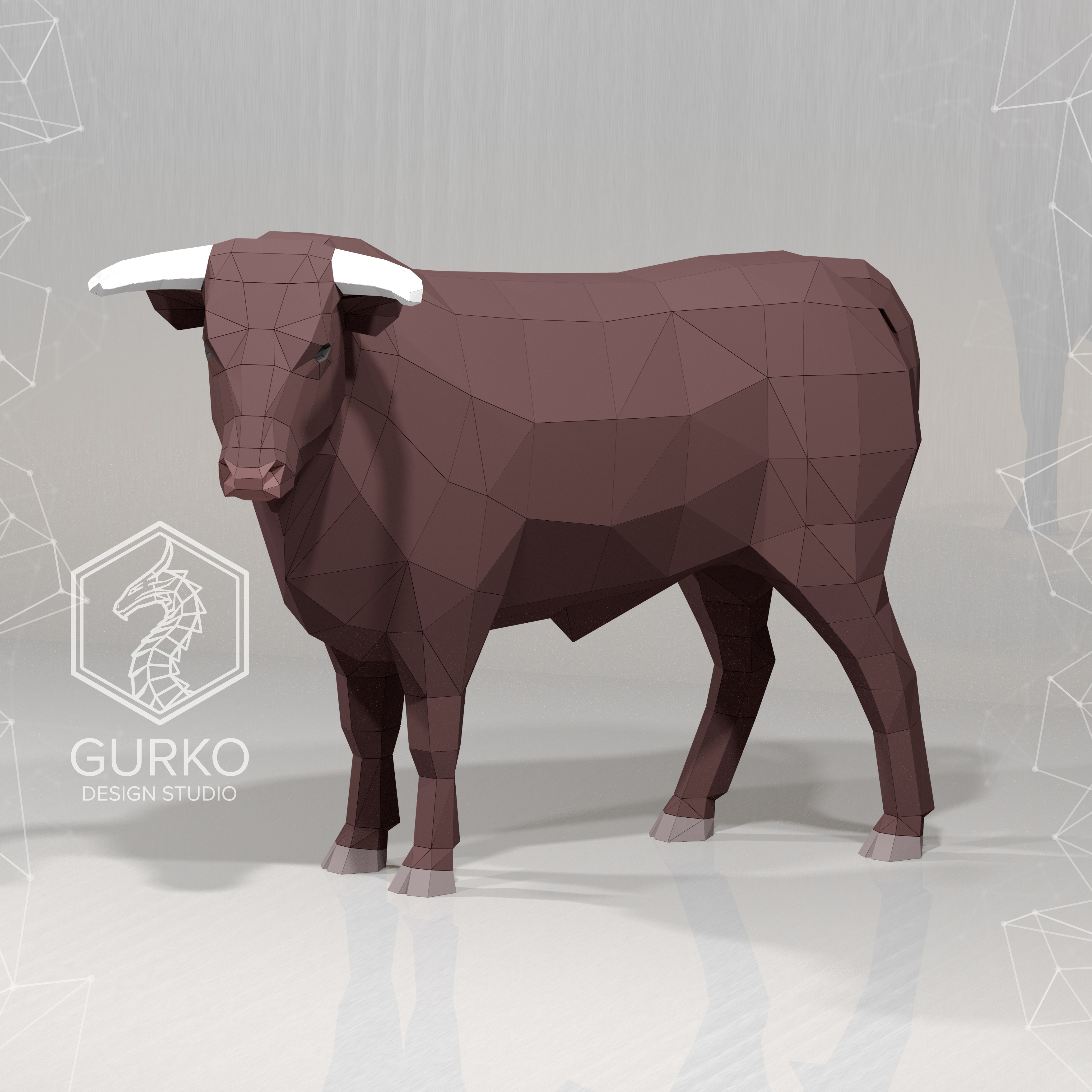 Full Length Bull Papercraft, Pdf, Gurko, Pepakura, Template, | Inspire ...