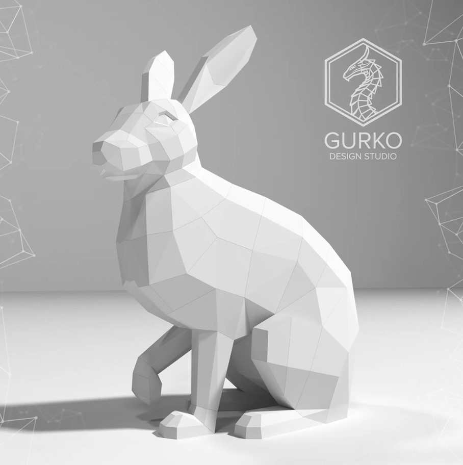 Hare Papercraft, Rabbit, Pdf, Gurko, Pepakura, Template, 3D | Inspire ...