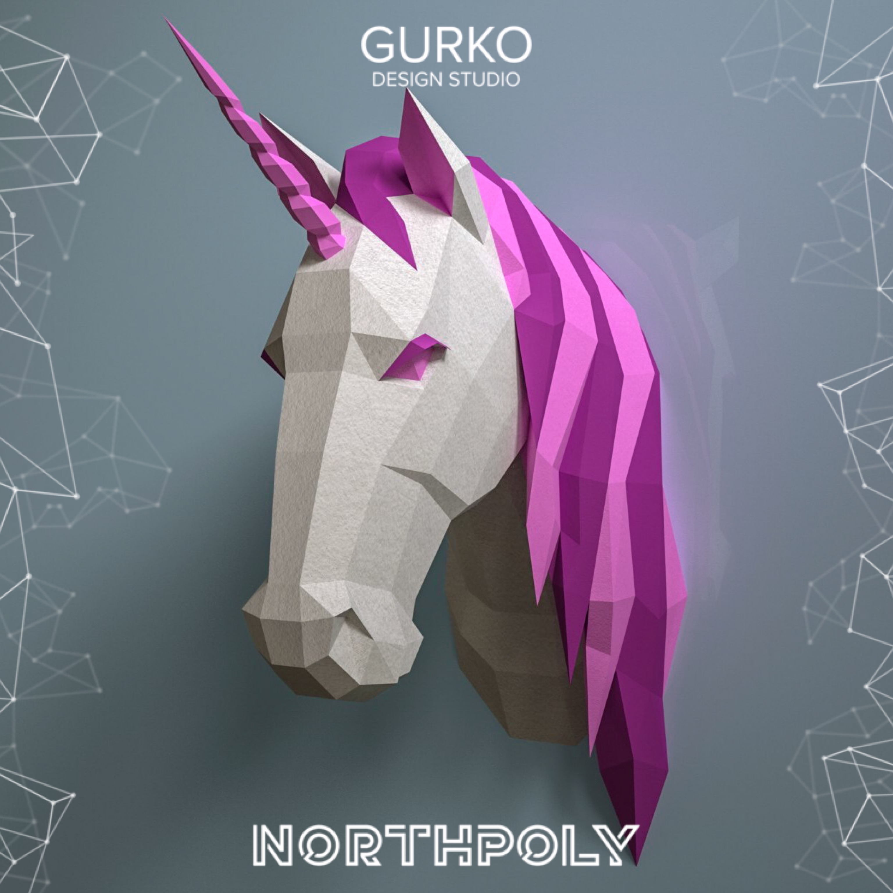 Unicorn Head Papercraft, Pdf, Gurko, Pepakura, Template, 3D | Inspire ...