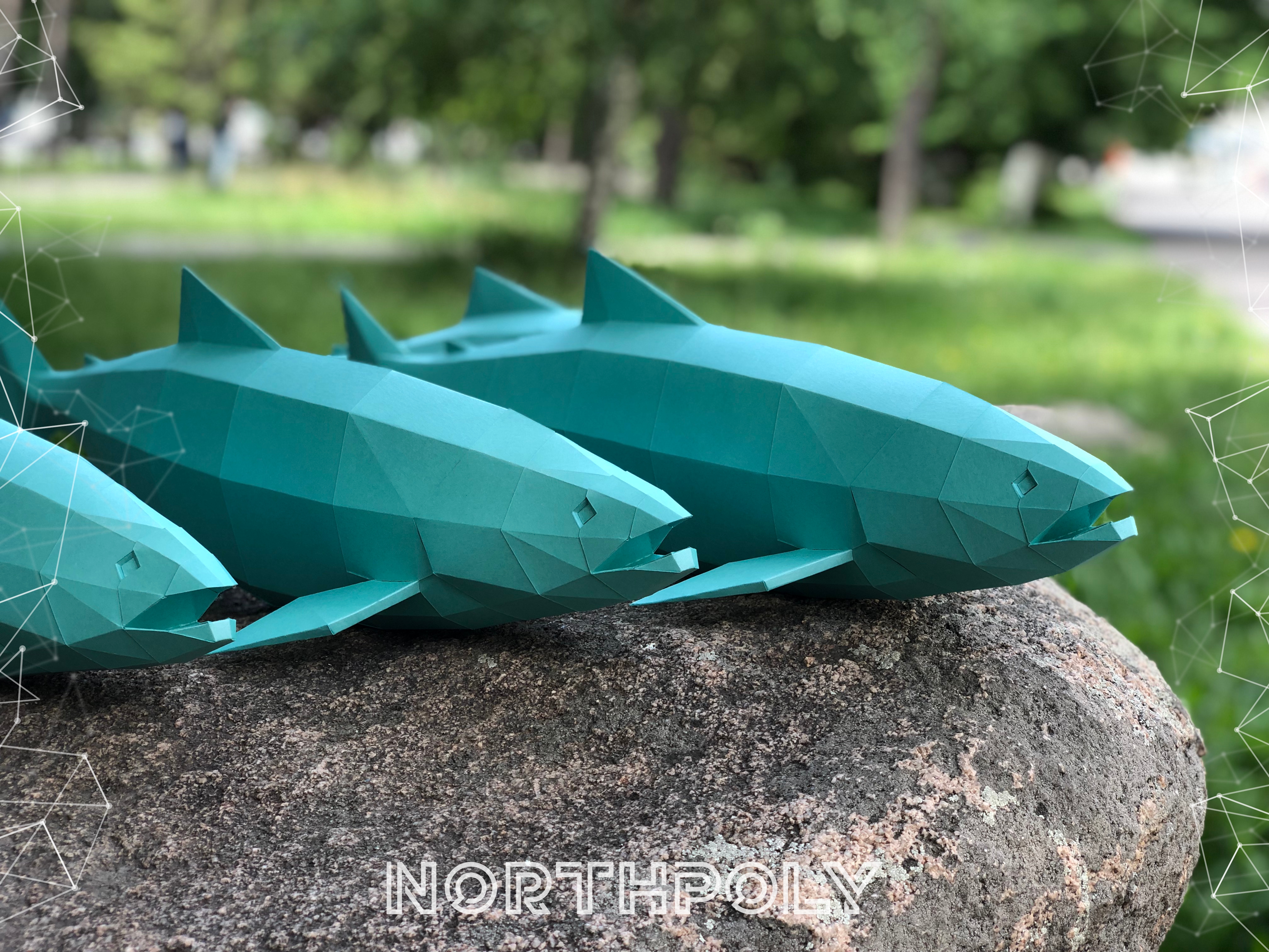 Papercraft Salmon 4 pieces, Fish, Pdf, Gurko, Pepakura, Temp | Inspire ...