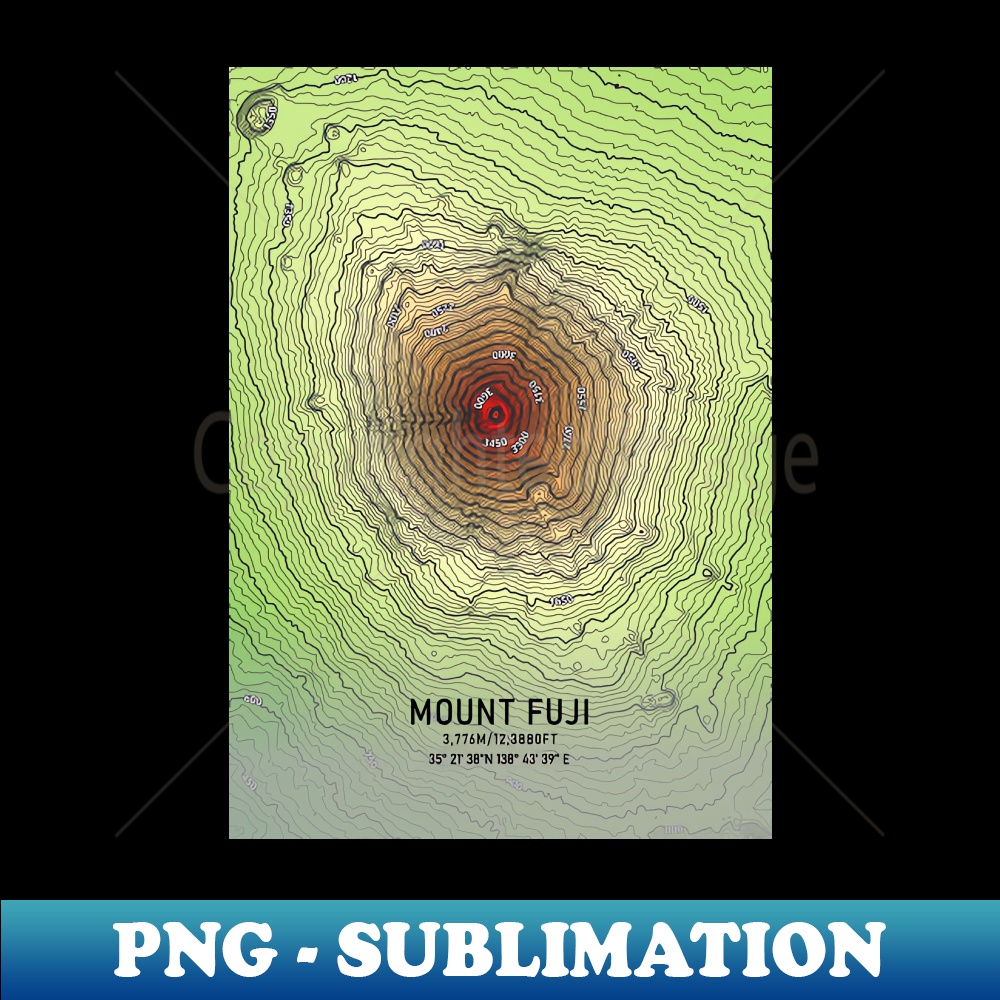 Mount Fuji Topographic Map - Instant Sublimation Digital Dow | Inspire ...