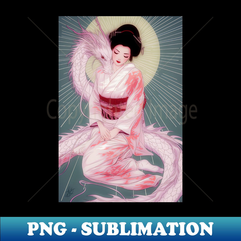 Geisha and white dragon - Exclusive Sublimation Digital File | Inspire ...