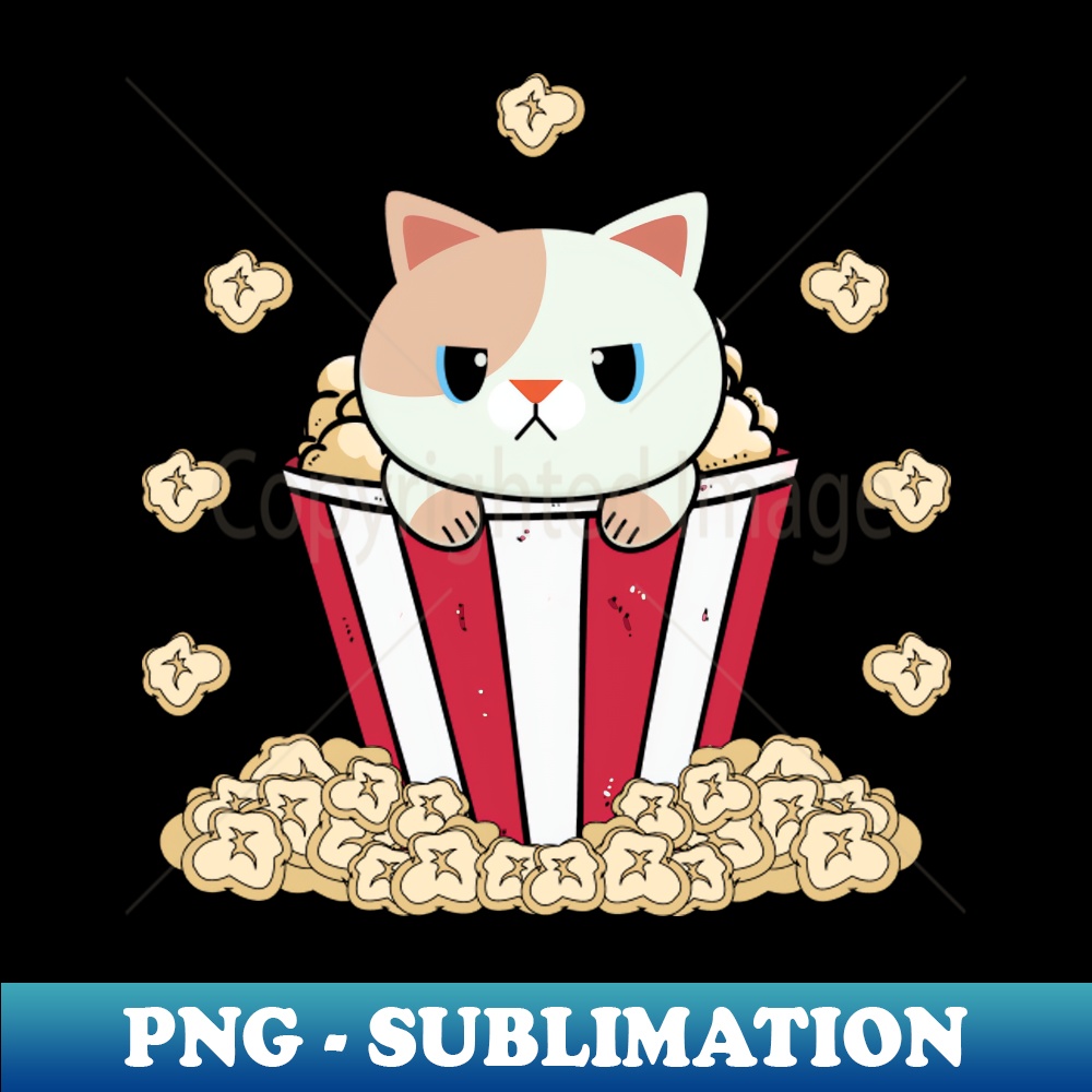 Cat Kawaii Popcorn - PNG Sublimation Digital Download | Inspire Uplift