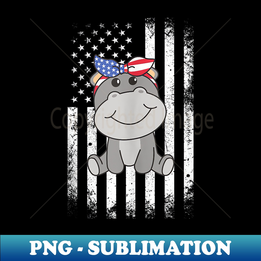 4th Of July American Hippo For Cute Usa Hippo - Instant Subl | Inspire ...