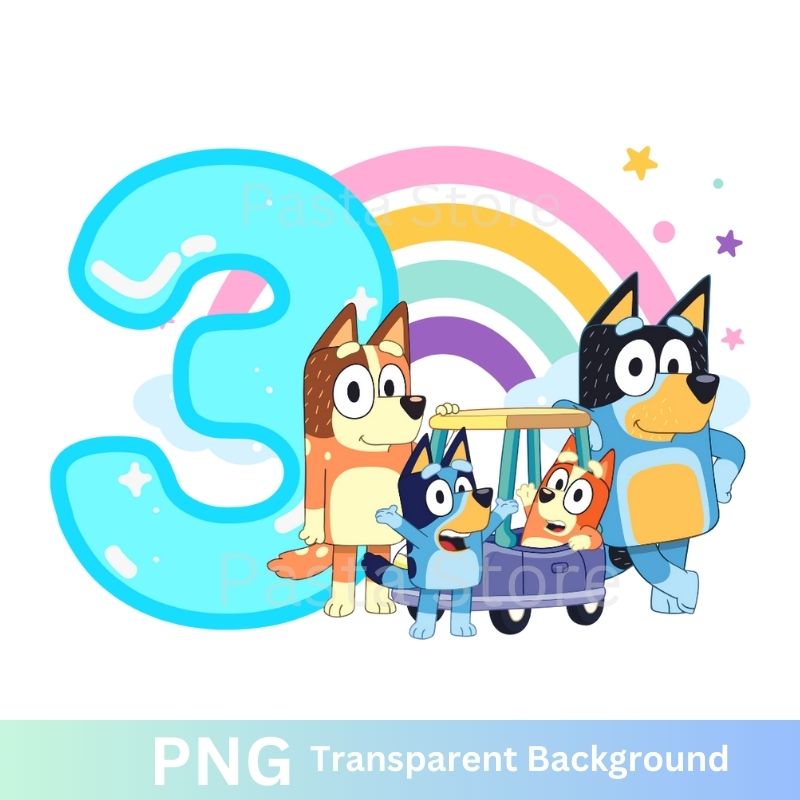 Bluey 3rd Birthday PNG image transparent Three - Inspire Uplift