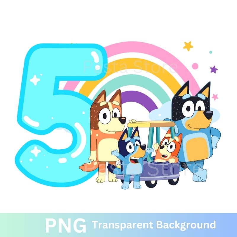 Bluey 5th Birthday PNG image transparent Five - Inspire Uplift