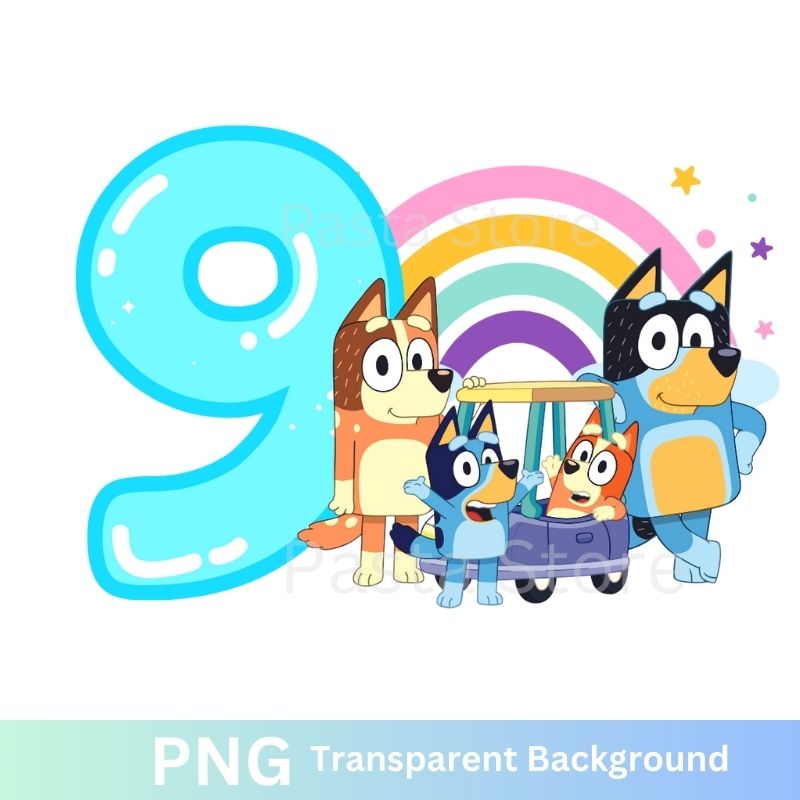 Bluey 9th Birthday PNG image transparent NIne | Inspire Uplift