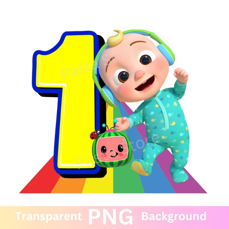 Cocomelon 1st Rainbow Birthday PNG Image Baby One - Inspire Uplift