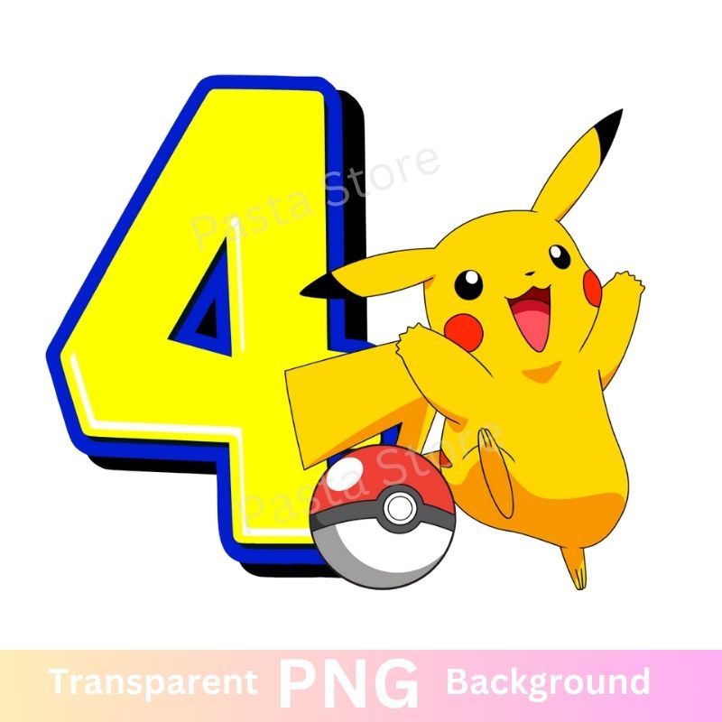Pikachu Pokemon 4th Birthday PNG Image Four - Inspire Uplift