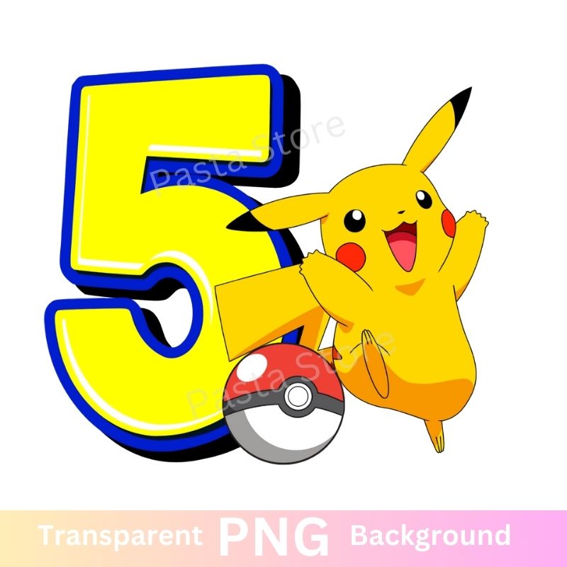 Pikachu Pokemon 5th Birthday PNG Image Five | Inspire Uplift