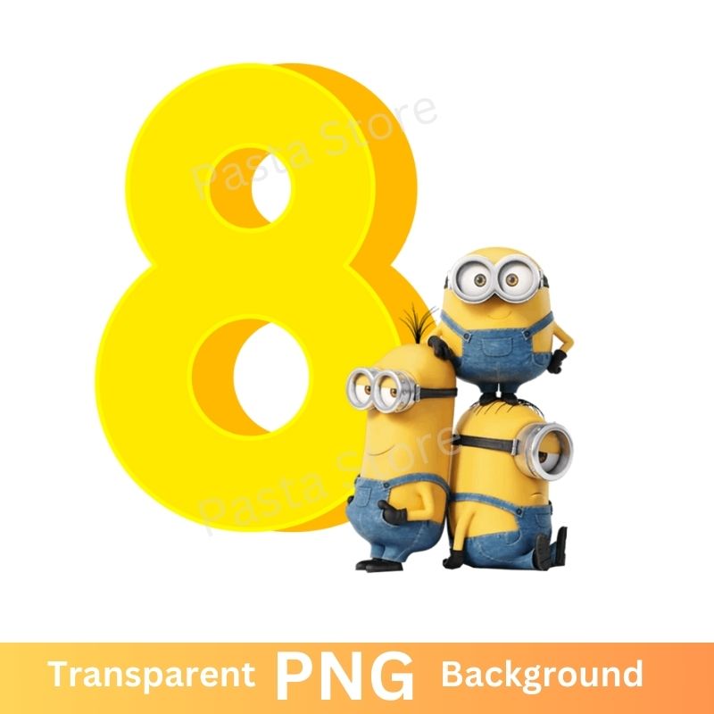 Minions 8th Birthday PNG Transparent Image Eight | Inspire Uplift