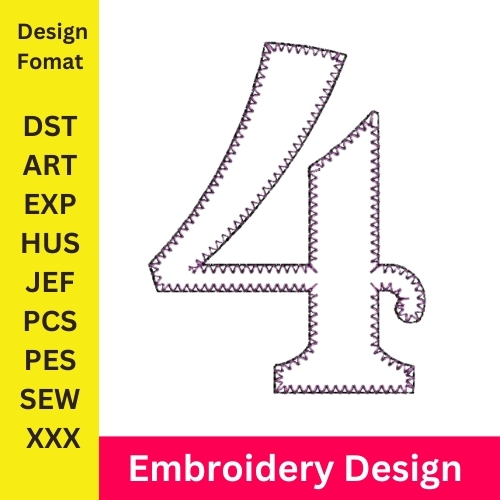 Embroidery Numbers, Embroidery Design, 4 Number, Machine emb | Inspire ...