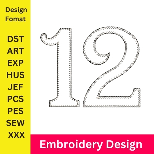 Embroidery Numbers, Embroidery Design, 12 Number, Machine em | Inspire ...