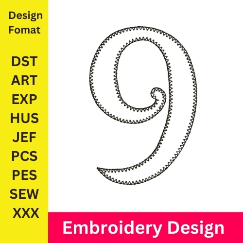 Embroidery Numbers, Embroidery Design, 9 Number, Machine emb | Inspire ...
