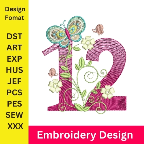 Embroidery Numbers, Embroidery Design, 12 Number, Machine em | Inspire ...
