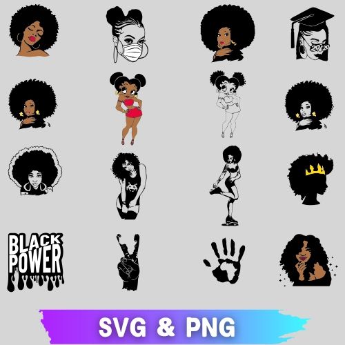 Afro women SVG, Black Woman SVG, Afro women PNG, Afro Sexy W | Inspire ...