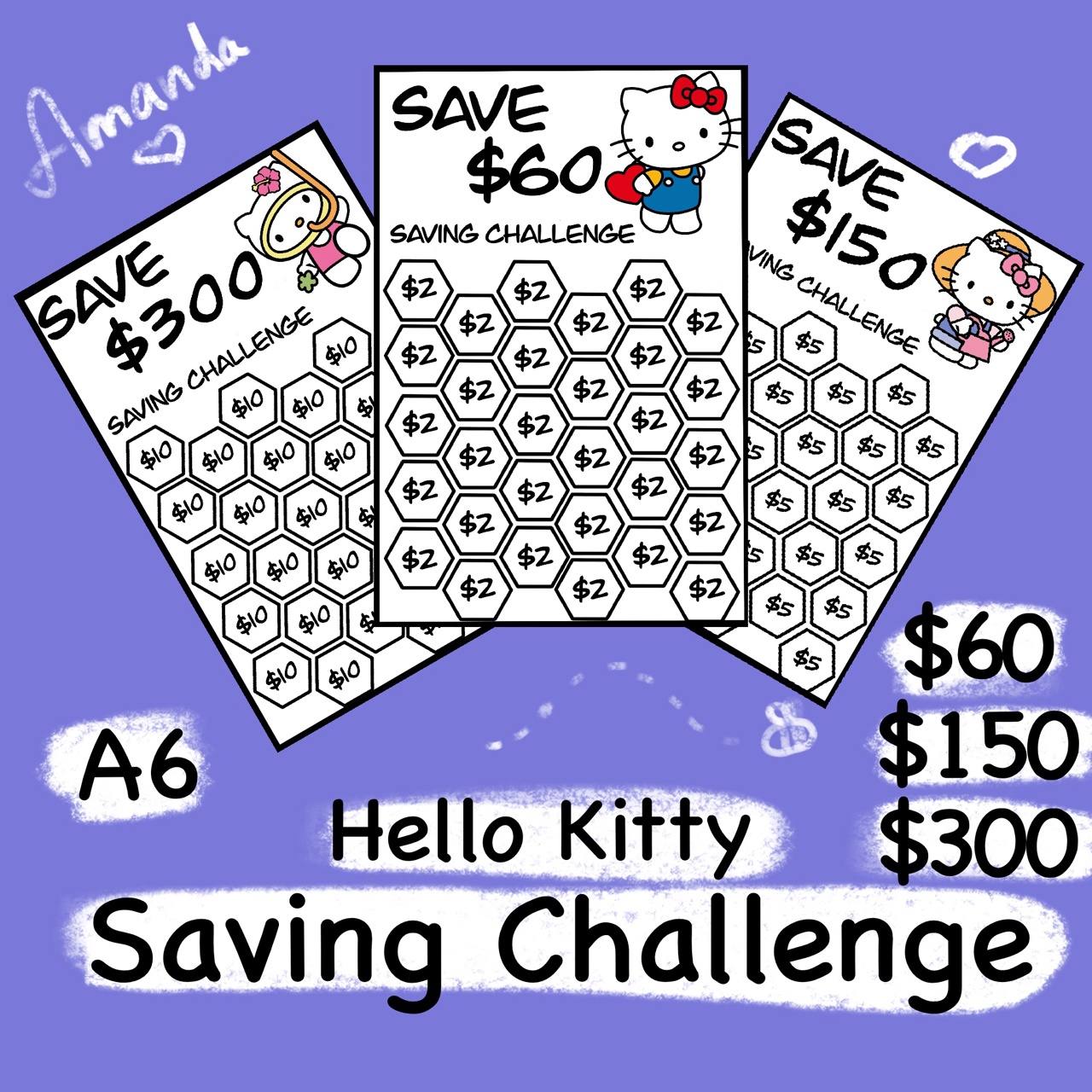 Monthly Savings Challenge Printable Tracker Files Hello Kitt - Inspire ...