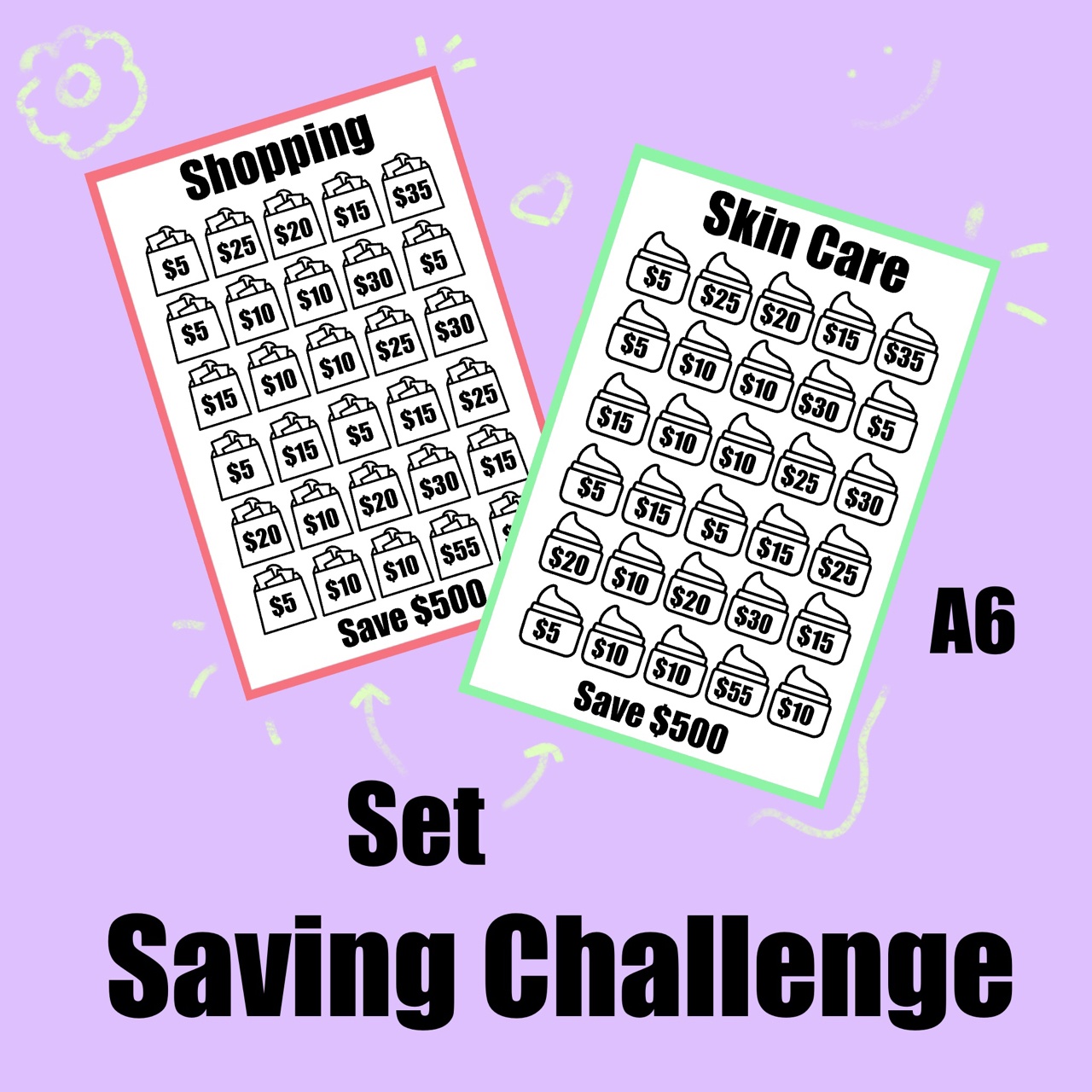 Set Monthly Savings Challenge Printable Tracker Files, A6 si | Inspire ...