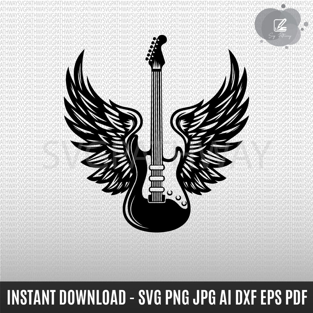 Guitar Angel Wings SVG, Guitar SVG, Electric Guitar SVG | Inspire Uplift