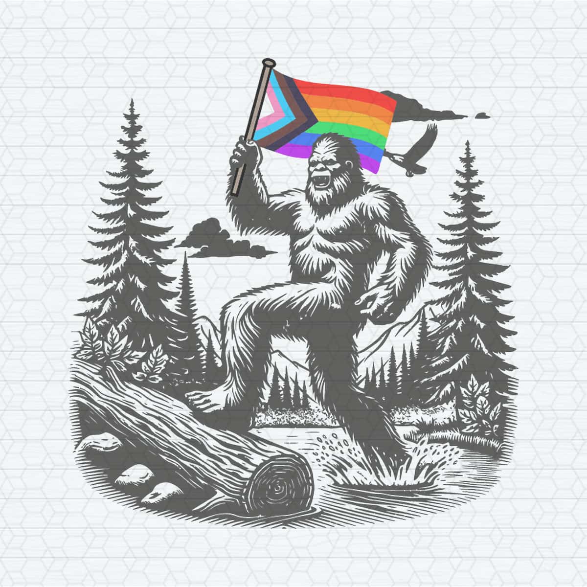 Retro Pride Bigfoot LGBT Support SVG | Inspire Uplift