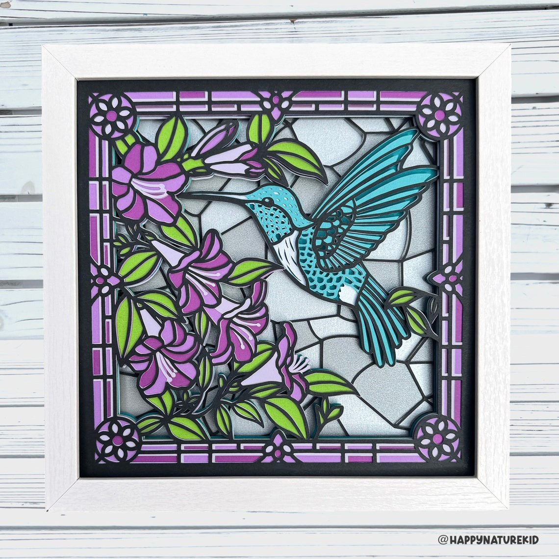 Hummingbird Stained Glass shadow box svg, Bird shadow box sv | Inspire ...