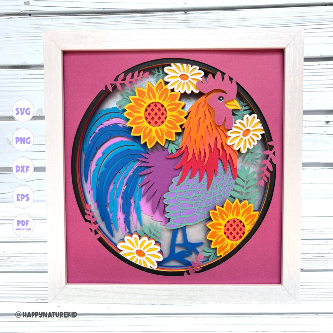 3d Boho Chicken shadow box svg, 3d Layered svg, New Boho svg | Inspire ...