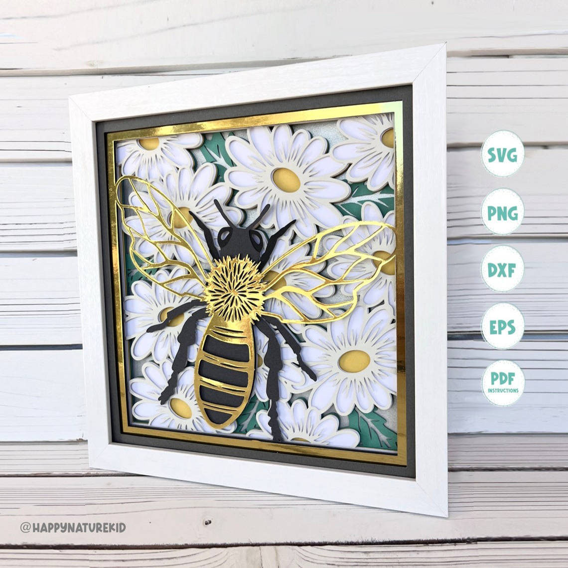 3d Bee and Daisies shadow box svg, 3d Bee shadow box svg, 3d | Inspire ...