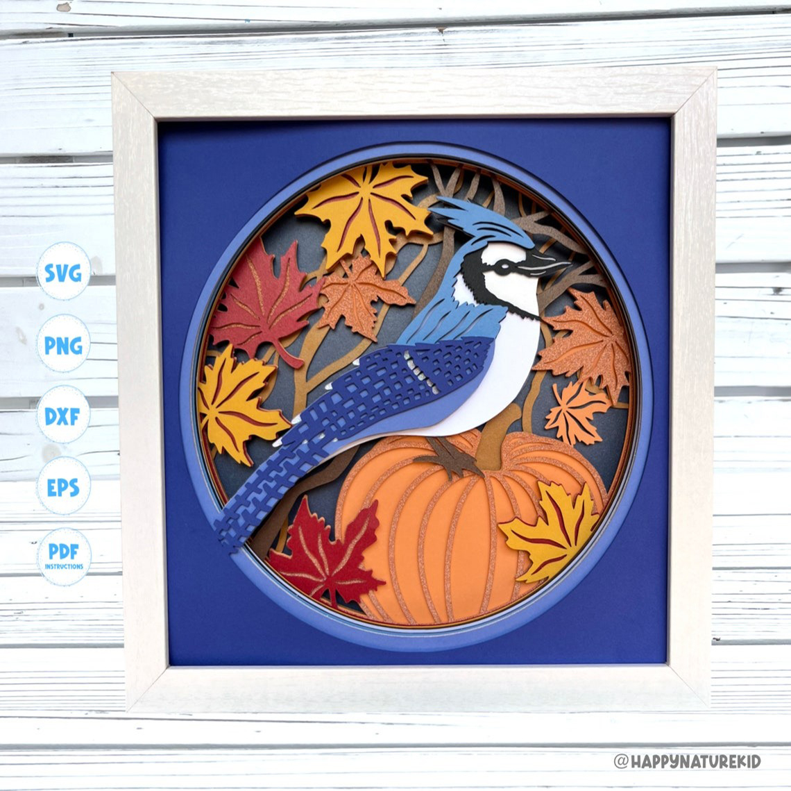 3d Fall Blue Jay shadow box svg, 3d Fall svg, Fall Leaves sv | Inspire ...
