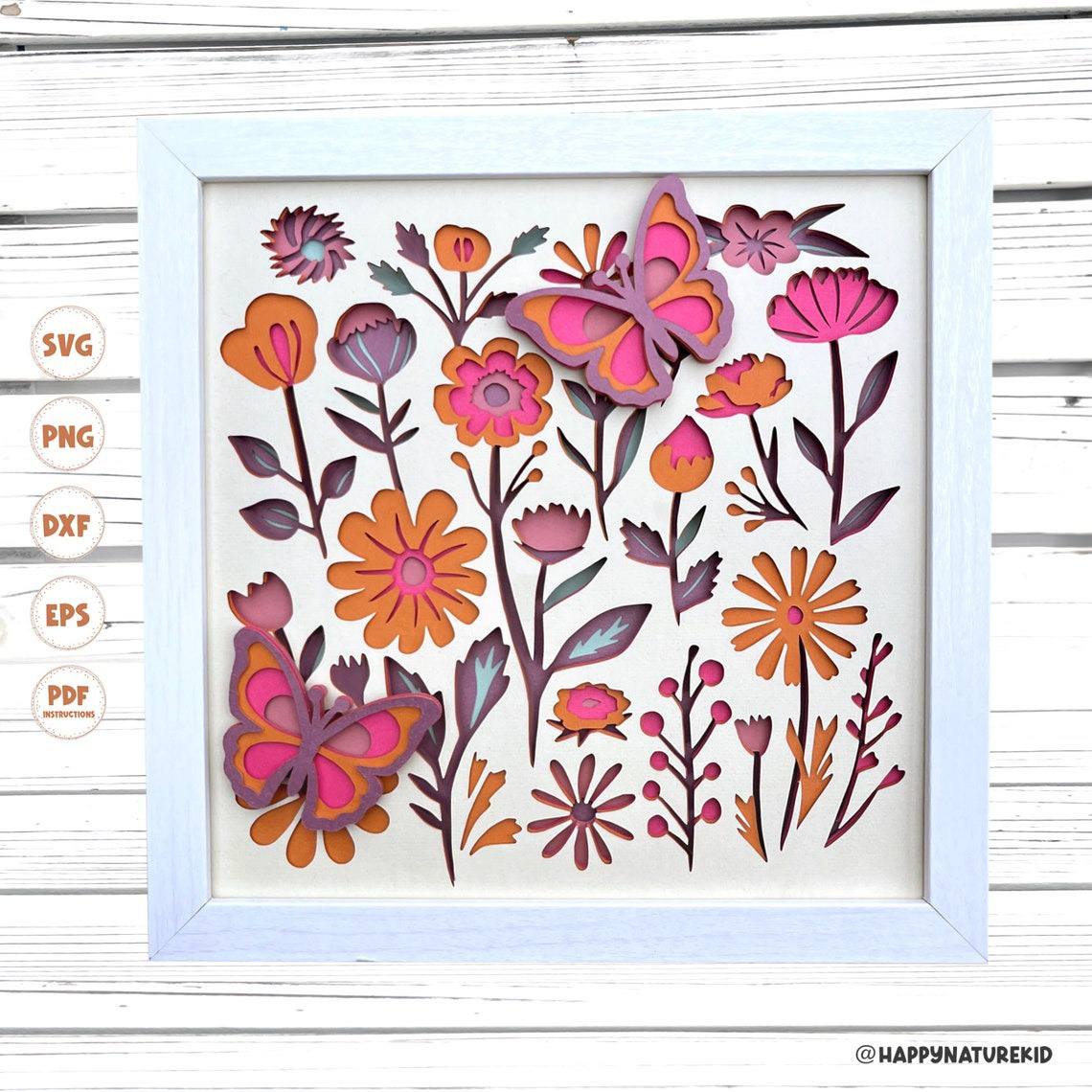Boho Flowers and Butterfly shadow box svg, Spring shadow box | Inspire ...