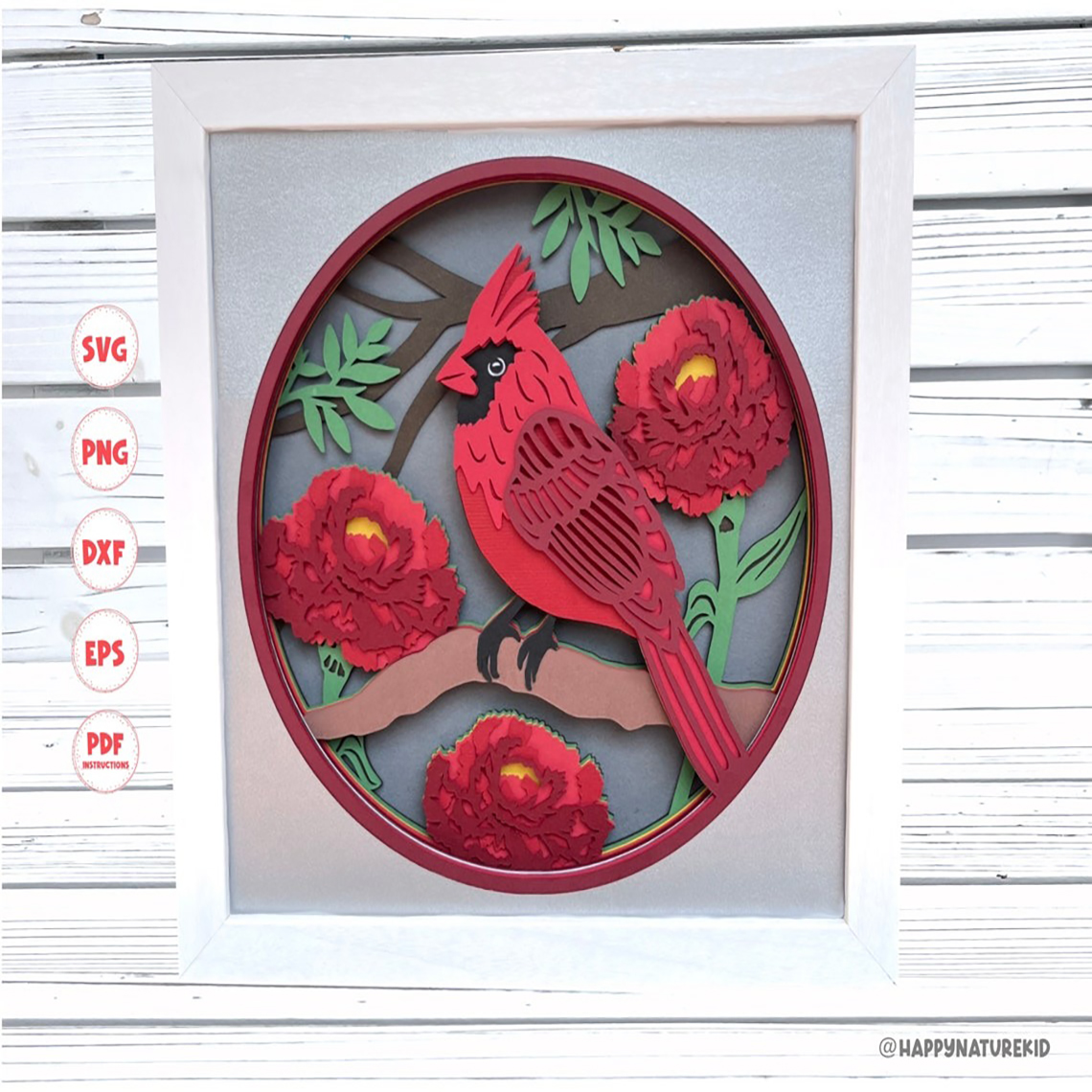 3d Cardinal with Carnations Shadow box svg, Bird shadow box | Inspire ...