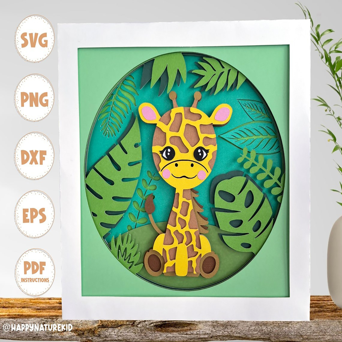 Giraffe Jungle Shadow Box svg, 3d Giraffe svg, Giraffe svg, | Inspire ...