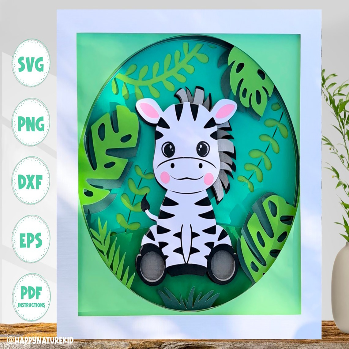 Zebra Jungle Shadow Box SVG, Shadow Box SVG, Zebra SVG, 3d S | Inspire ...