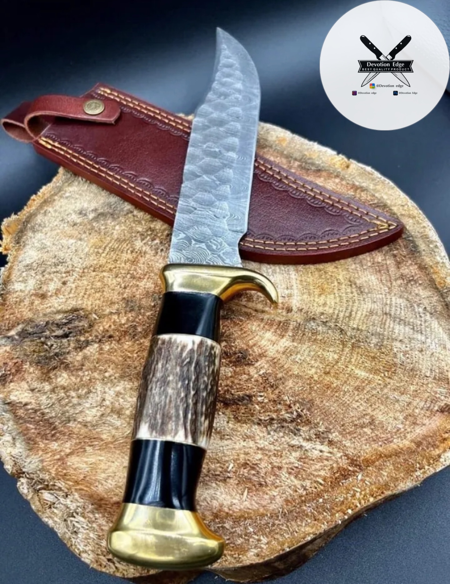 Devotion Edge Custom Handmade Damascus Steel Fixed Blade Bow | Inspire ...