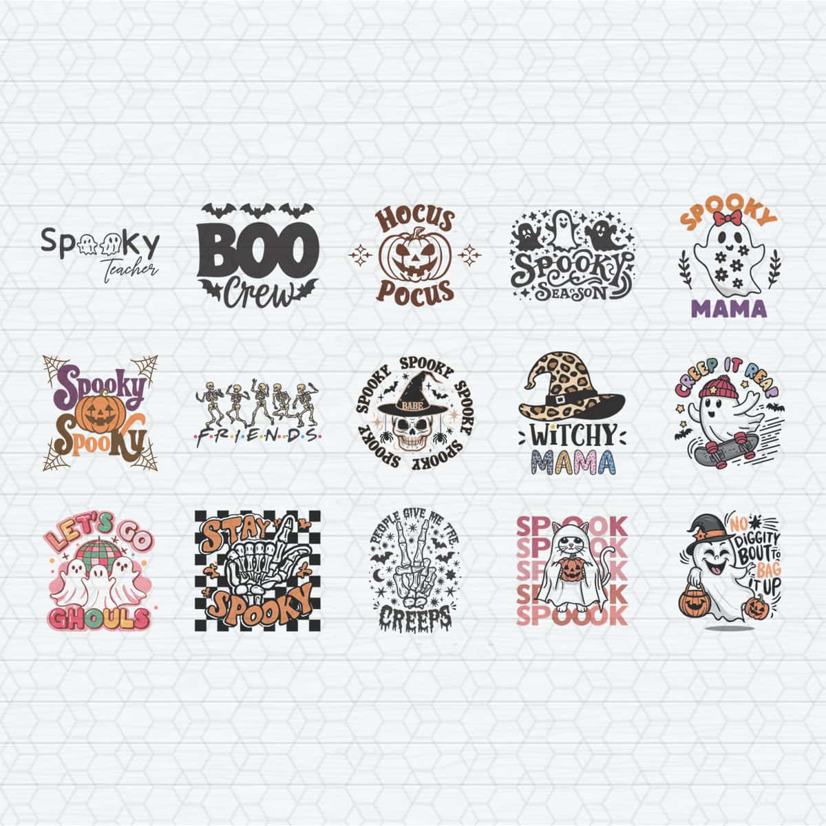 Retro Halloween SVG Ghost Halloween Hippie Bundle SVG | Inspire Uplift