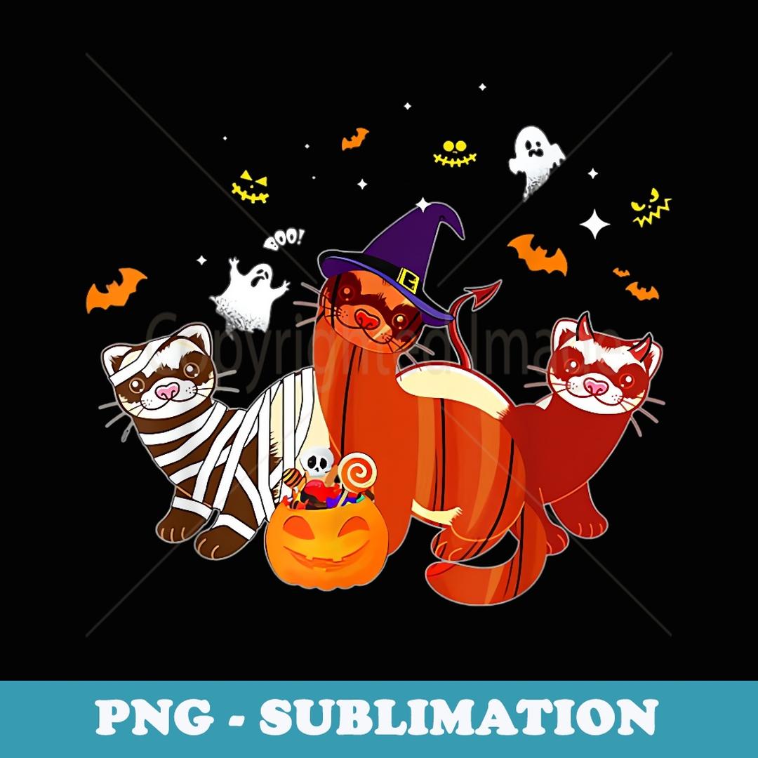 Cute Ferret In Halloween Costume Ferret Zombie Witch Pumpkin | Inspire ...