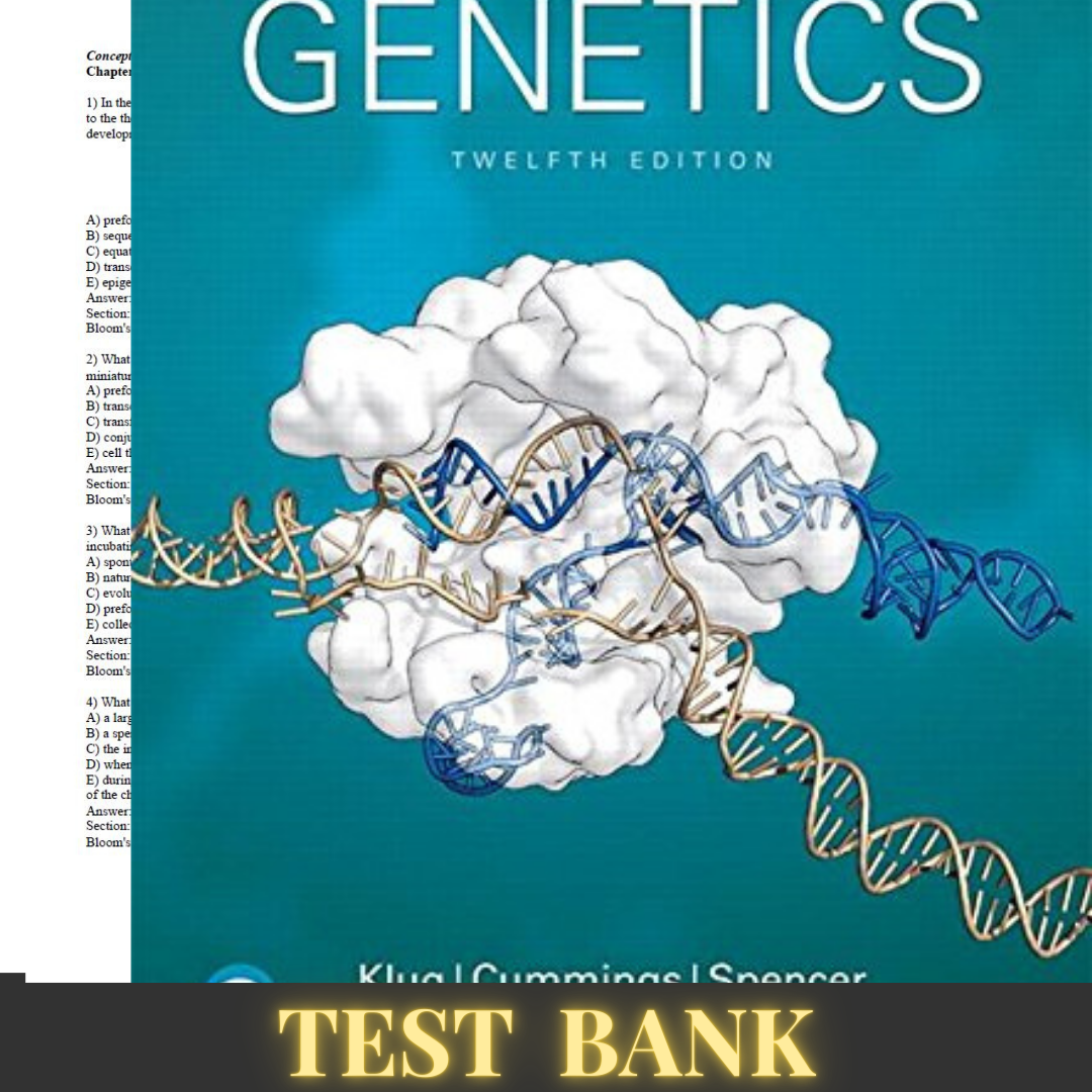 Latest 2024 Concepts of Genetics 12th Edition Klug Test Bank | Inspire ...