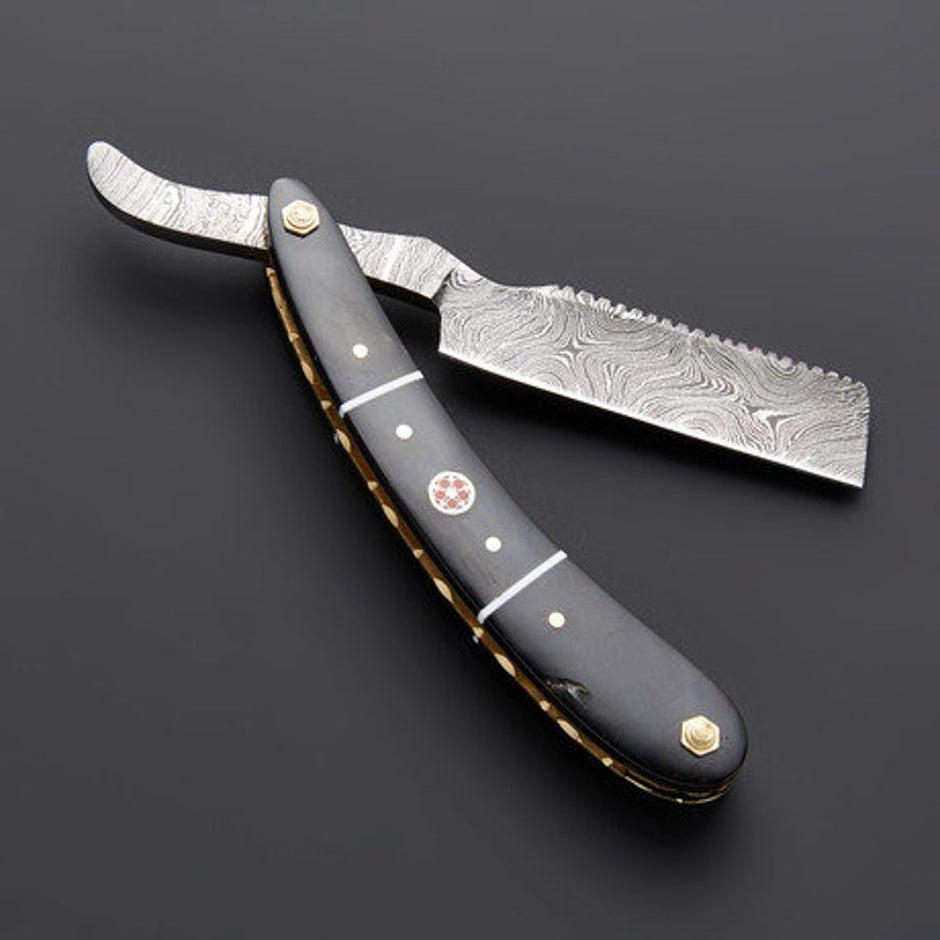 CUSTOM HANDMADE DAMASCUS STRAIGHT RAZOR WITH LEATHER SHEATH | Inspire ...