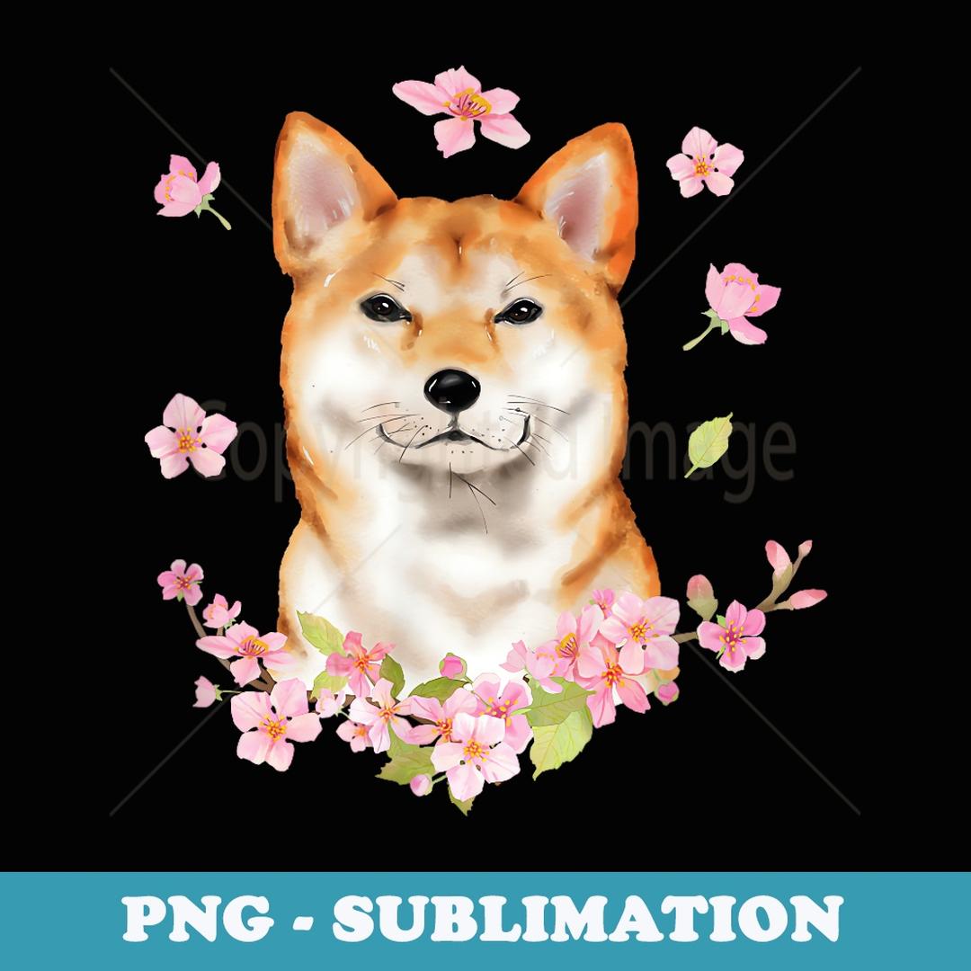 Shiba Inu Dog Japanese Cherry Blossom Sakura Flower - PNG Su | Inspire ...