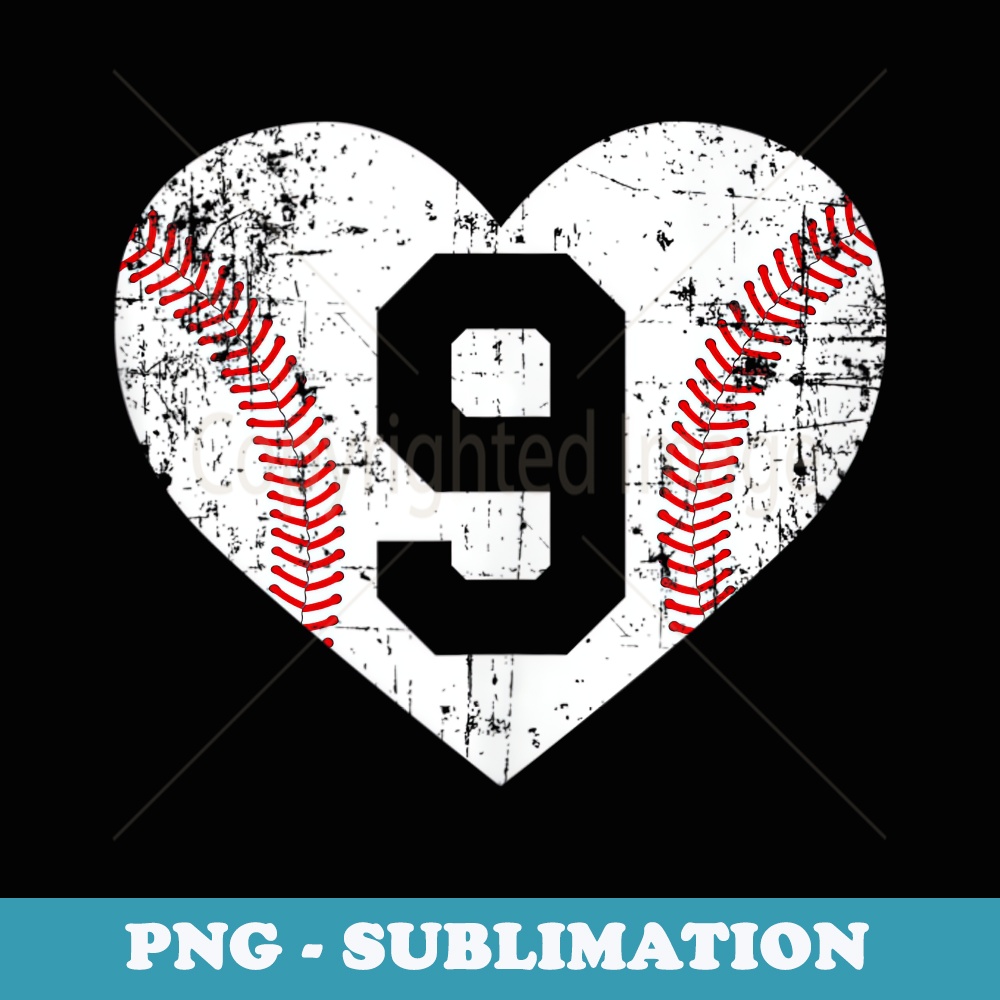 Vintage Baseball 9 Jersey Number - Premium PNG Sublimation F | Inspire ...