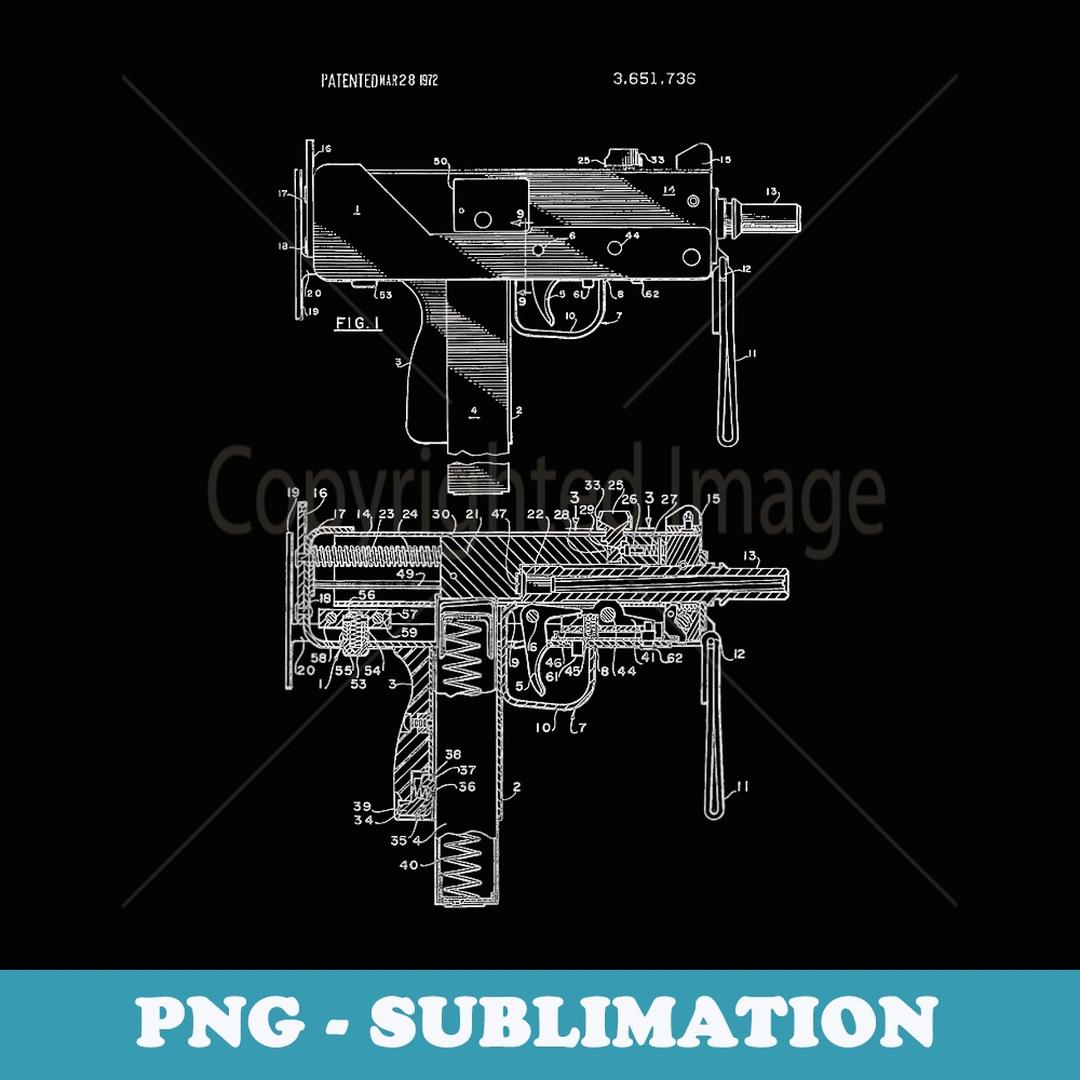 Vintage MAC-10 Uzi Blueprint - Machine Gun Drawing | Inspire Uplift