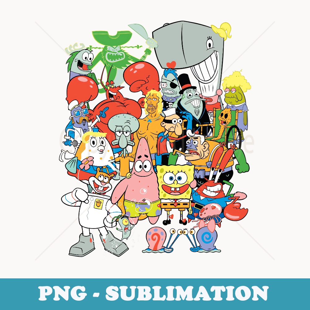 Spongebob Character Pile Up - Sublimation PNG File | Inspire Uplift
