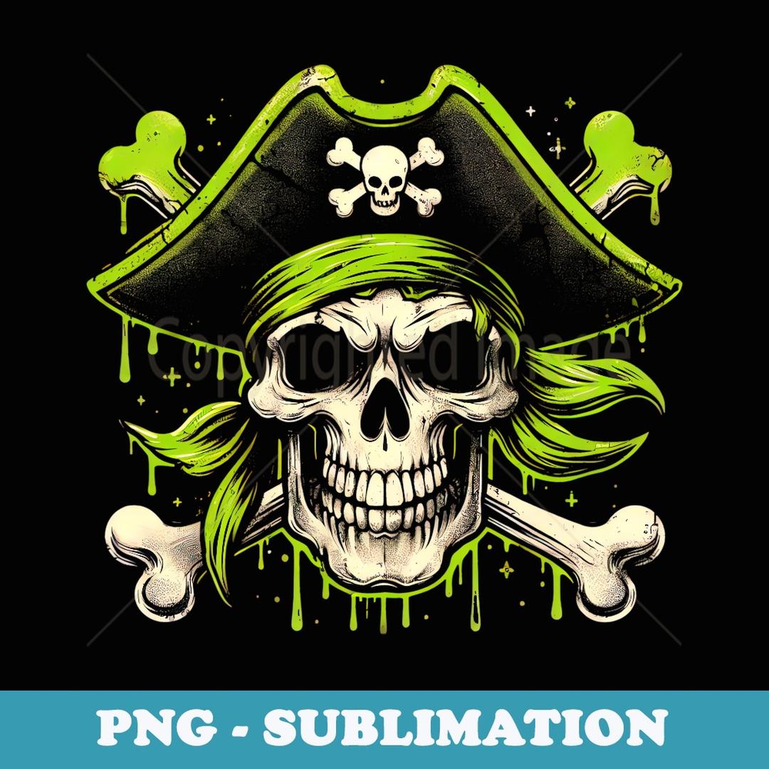 Pirate Skull Calico Jack Jolly Roger Bones Green Graphic - S | Inspire ...