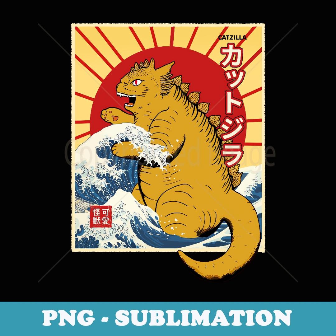 The Great Catzilla off Kanagawa- Vintage Japanese Cat poster | Inspire ...
